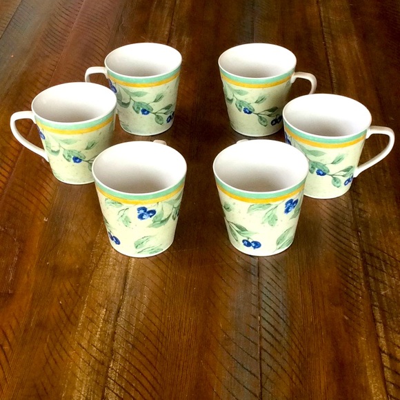 Kitchen | Botanical Stoneware Mugs Cups Bundle Of Six | Poshmark
